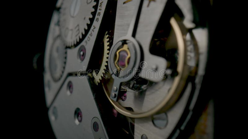 Disassembled Vintage Pocket Watch with Clockwork Turning. Working Clock ...