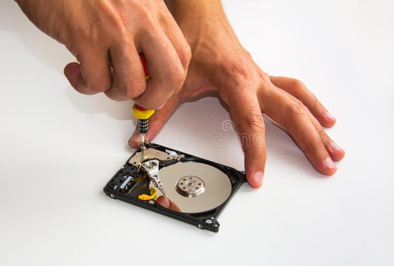 Disassemble Hard Disc Drive Using Screwdriver Stock Image - Image of ...
