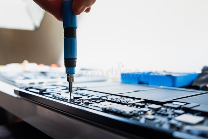 Disassembling a Laptop at a Professional Service Stock Image - Image of ...