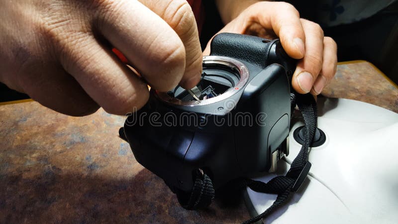Disassembling and Repairing of Digital Reflex Camera Stock Photo ...