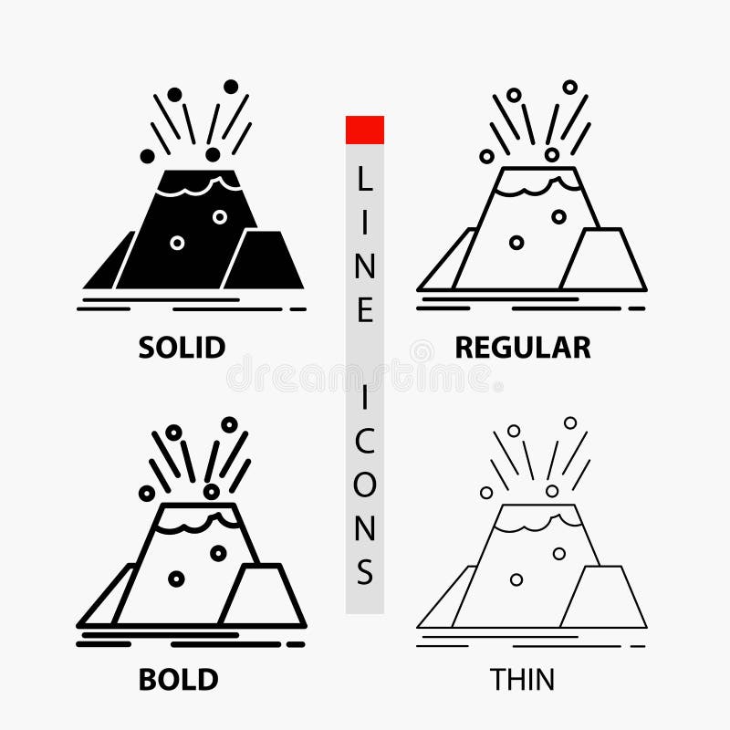 Disaster, Eruption, Volcano, Alert, Safety Icon in Thin, Regular, Bold ...