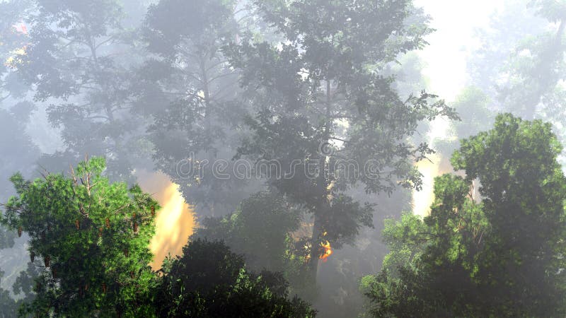 Disaster with Fire in the Forest 3d Rendering Stock Illustration ...