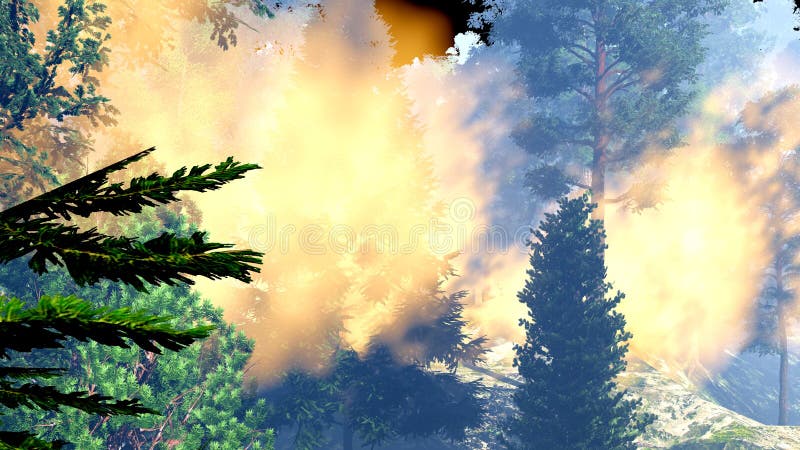 Disaster with Fire in the Forest 3d Rendering Stock Illustration ...