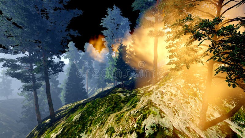 Disaster with Fire in the Forest 3d Rendering Stock Illustration ...