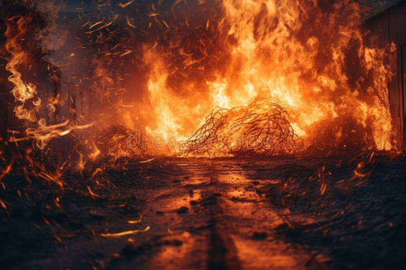 Disaster with Fire in the Forest Stock Illustration - Illustration of ...