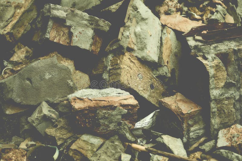After the Disaster. a Pile of Red Brick Fragments Left after the ...