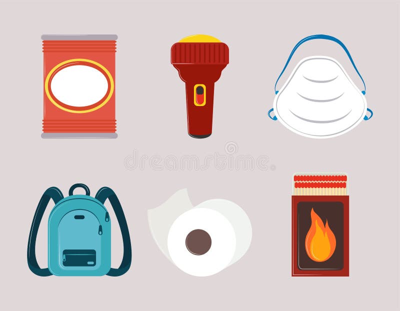Disaster preparedness kit stock vector. Illustration of survival ...