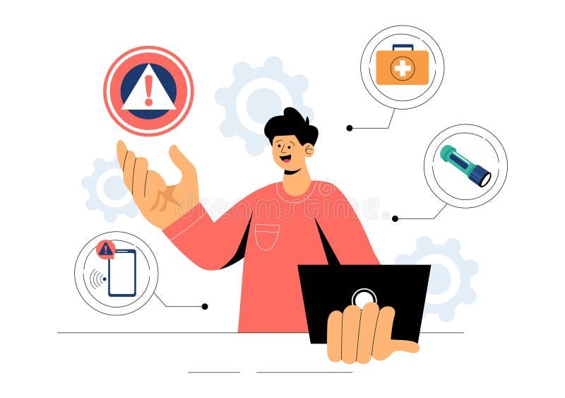 Disaster Preparedness Vector Illustration Featuring Community Disaster ...