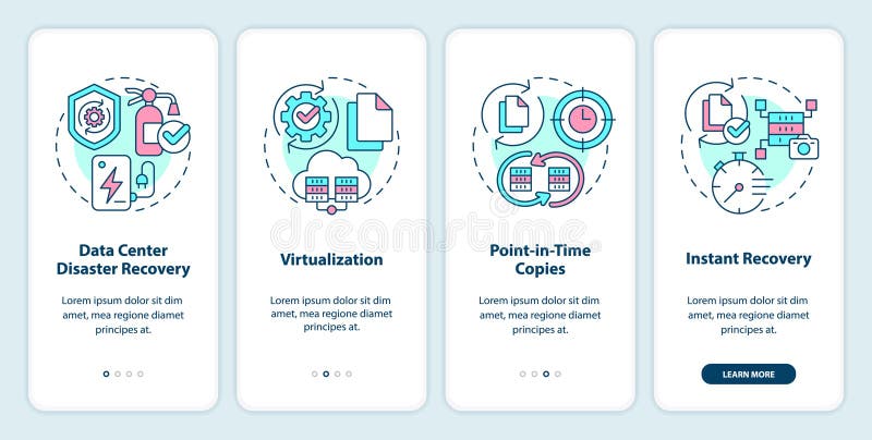 Disaster Recovery Approaches Onboarding Mobile App Screen Stock Vector ...