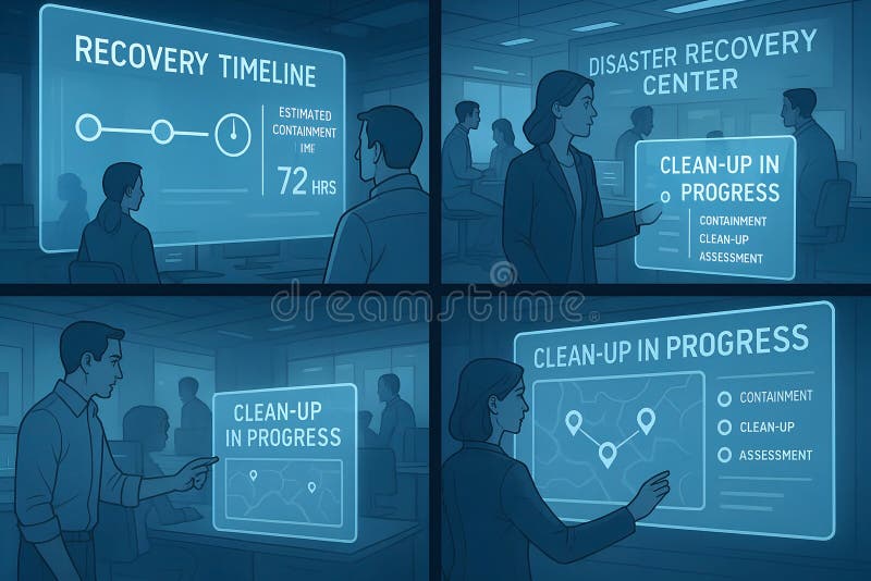 Disaster Recovery and Clean-up Operations Timeline Featuring Digital ...