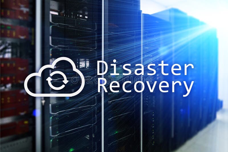 DIsaster Recovery.Data Loss Prevention. Server Room on Background ...