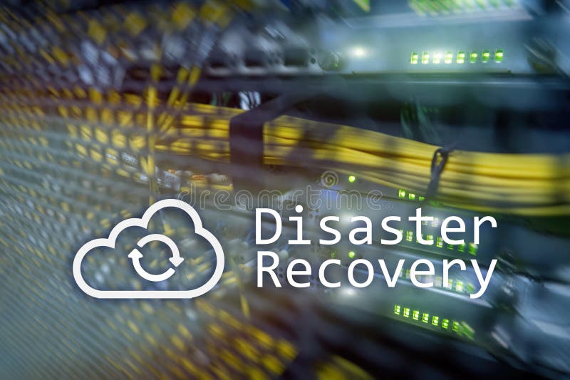 DIsaster Recovery. Data Loss Prevention. Server Room on Background ...