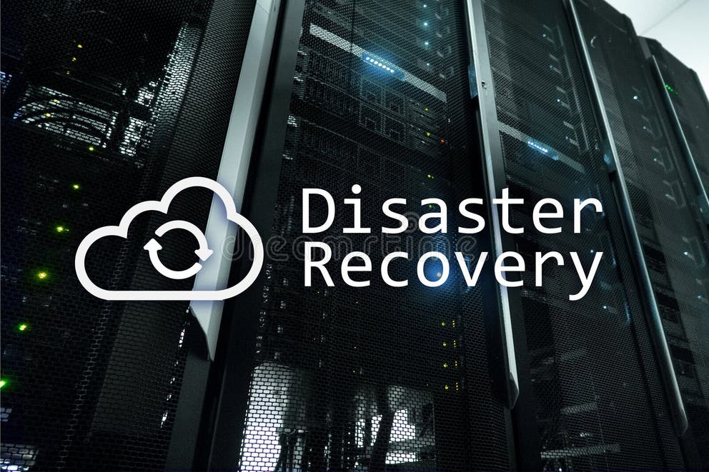 DIsaster Recovery. Data Loss Prevention. Server Room on Background ...