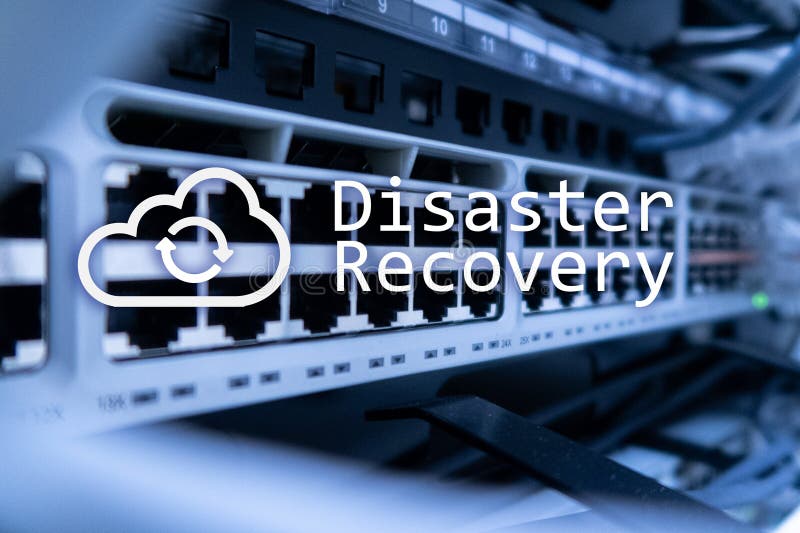 DIsaster Recovery. Data Loss Prevention. Server Room on Background ...