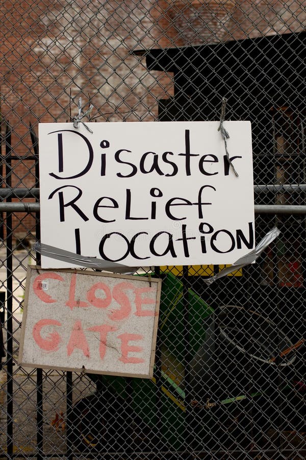 Disaster Relief Sign stock photo. Image of evacuation - 27499066