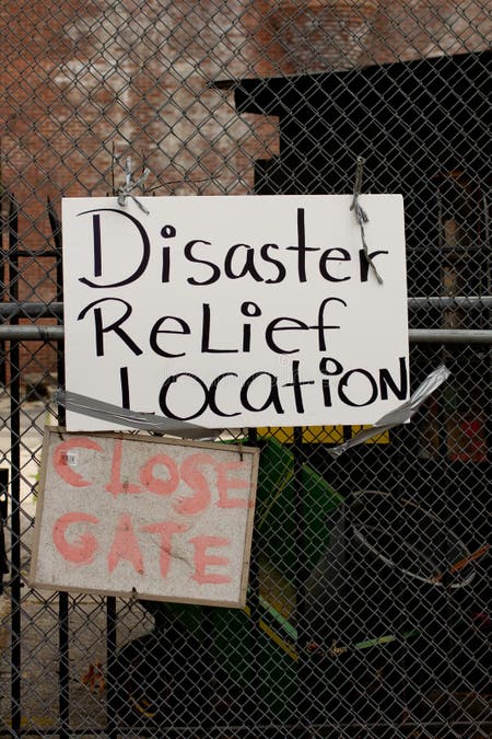 Disaster Relief Sign stock photo. Image of evacuation - 27499066