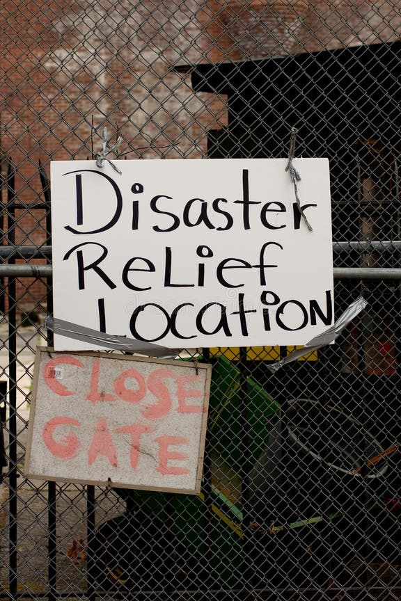 Disaster Relief Sign stock photo. Image of evacuation - 27499066