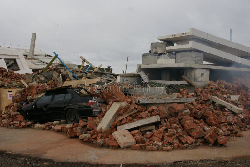 Building Destroyed, Explosion and Collapses, Stock Photo - Image of ...