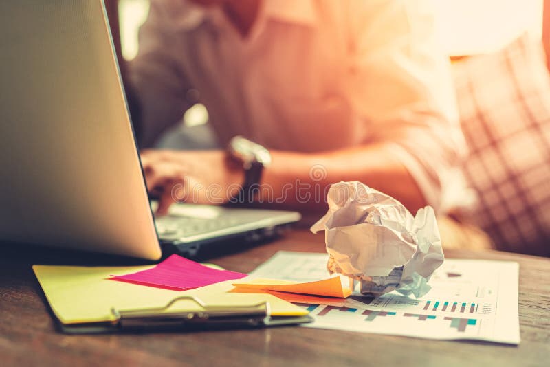 Blur Businessman Working with Note Paper for Brainstorming Ideas Stock ...