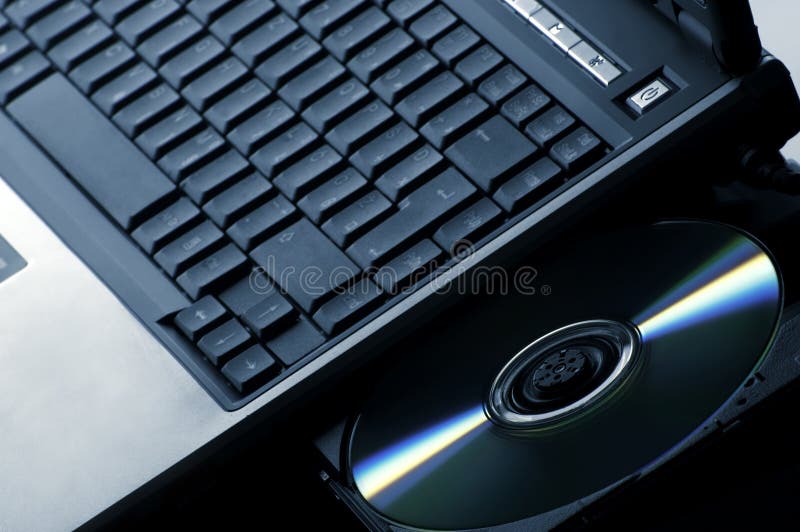 White Cd or Dvd Disk in Laptop Stock Image - Image of business, disc ...