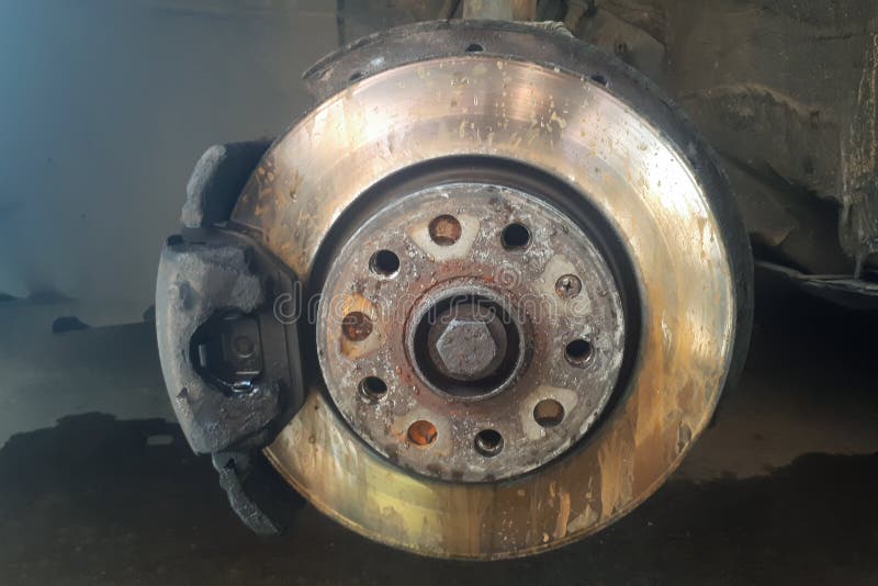 Disc Brake on Car in Process of New Tire Replacement Stock Image ...