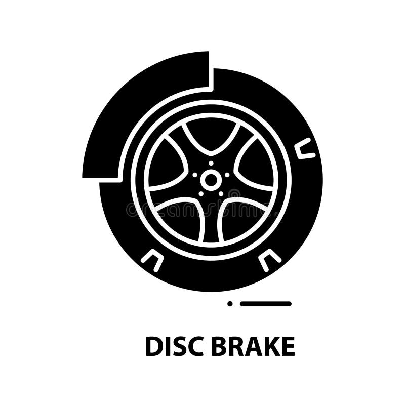 Disc Brake Icon, Black Vector Sign with Editable Strokes, Concept ...