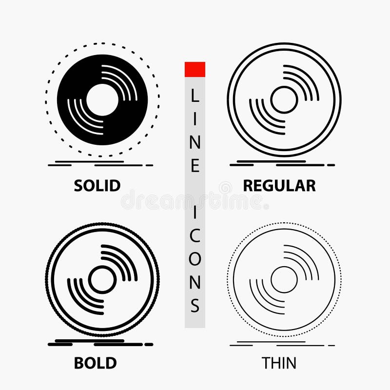 Disc, Dj, Phonograph, Record, Vinyl Icon in Thin, Regular, Bold Line ...