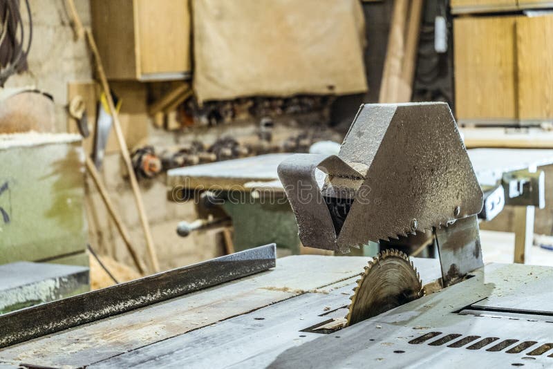 Disc Electric Circular Saw on the Stand Frame. Sawing Machine in ...