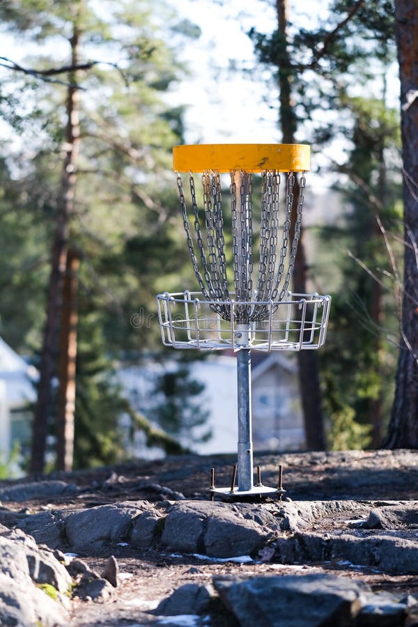 Disc Golf Basket stock image. Image of wood, forest - 370983103