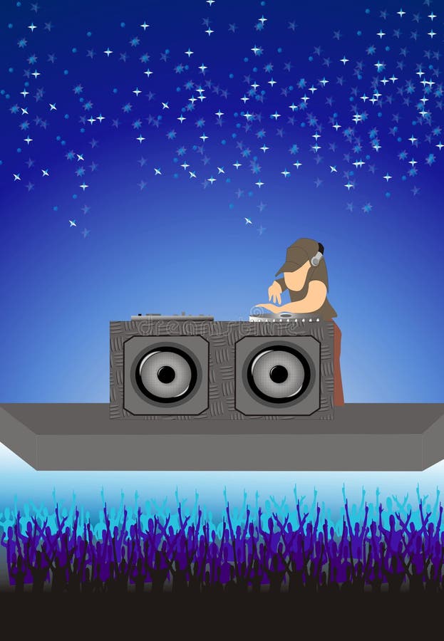 Disc Jockey Cartoon Stencil Stock Vector - Illustration of equipment ...