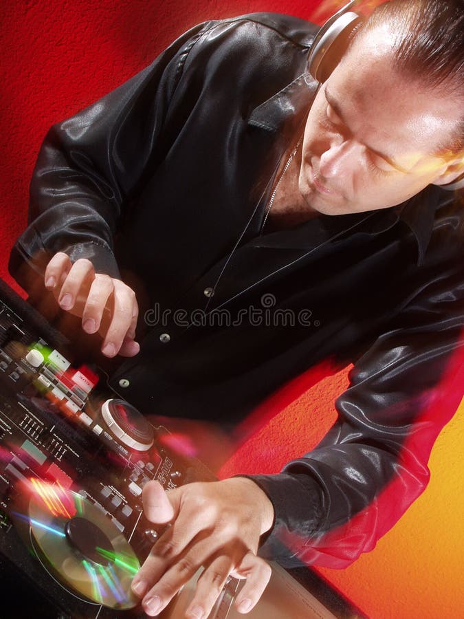 Disc Jockey at work. stock photo. Image of male, activity - 18504604