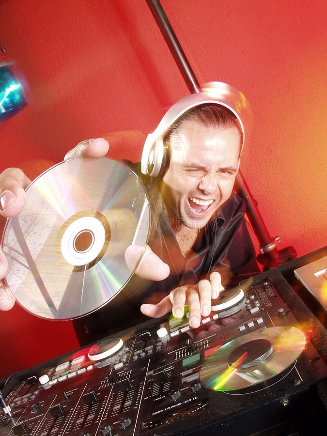 Disc Jockey at work. stock photo. Image of male, activity - 18504604