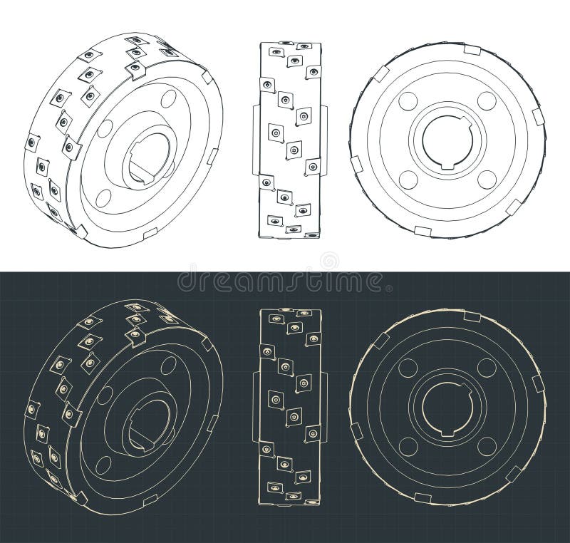 Disc Mill Cutter Blueprints Stock Vector - Illustration of disc ...