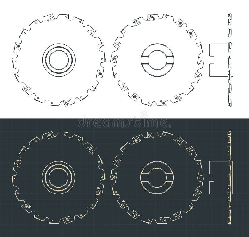 Disc mill cutter drawings stock vector. Illustration of technology ...