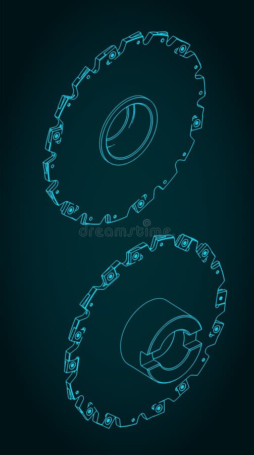 Disc Mill Cutter Isometric Drawings Stock Vector - Illustration of ...