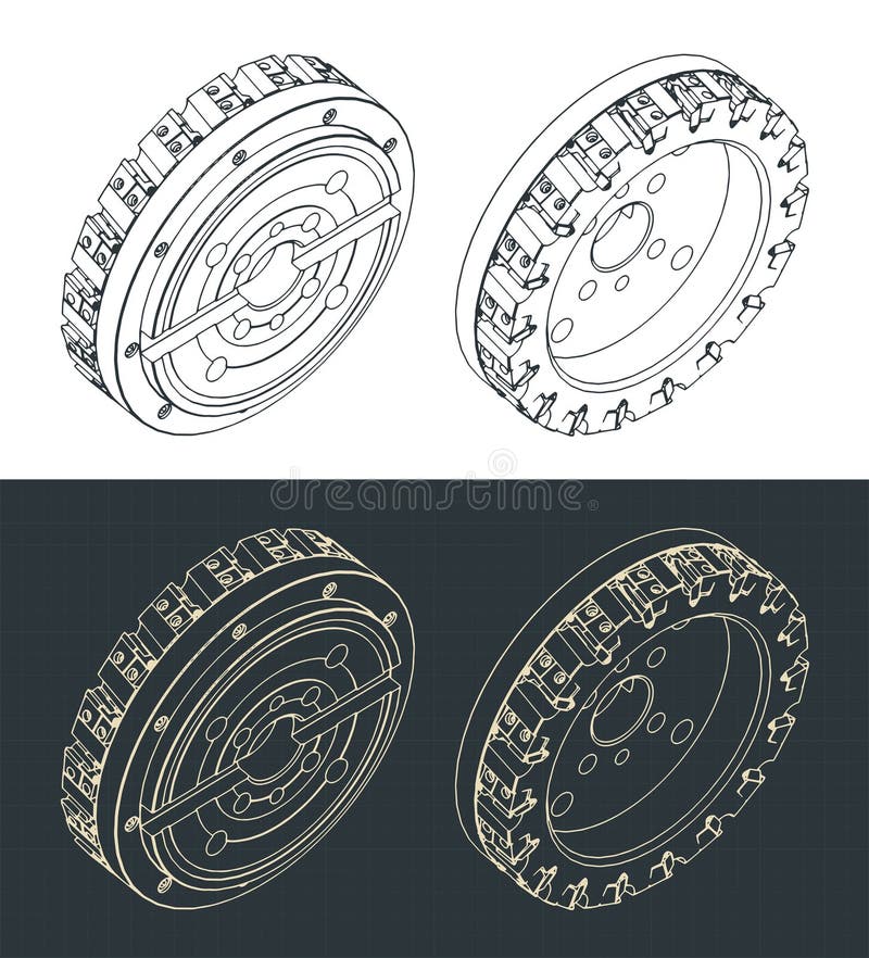Disc Mill Cutter Isometric Drawings Stock Vector - Illustration of ...
