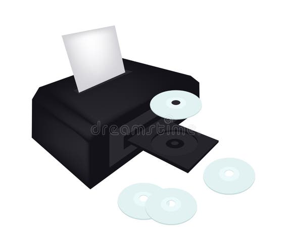 Disc Printer with CD or DVD Compact Disc Stock Vector - Illustration of ...