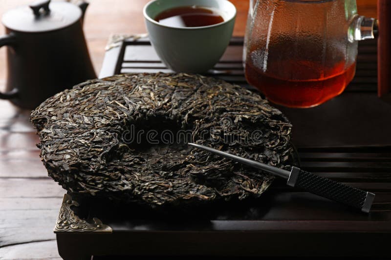 Disc Shaped Traditional Chinese Pu-erh Tea Isolated on White, Top View ...
