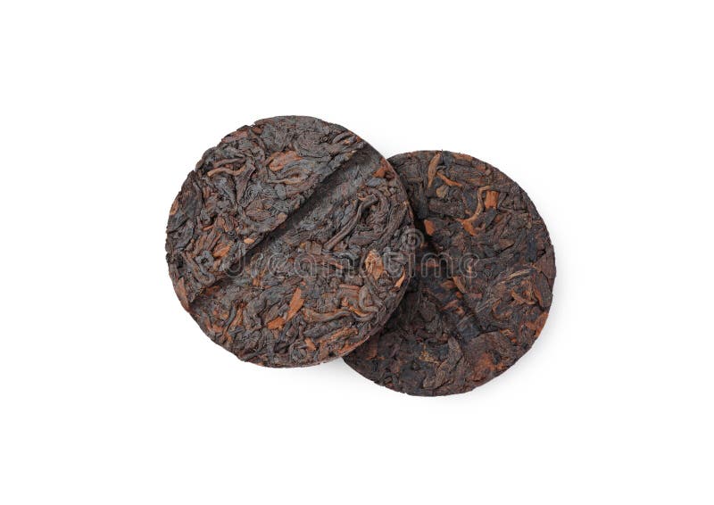 Disc Shaped Traditional Chinese Pu-erh Tea Isolated on White, Top View ...