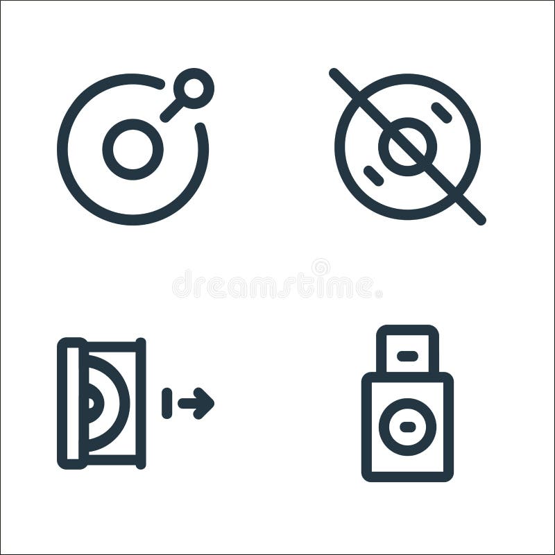 Disc Tool Line Line Icons. Linear Set Stock Vector - Illustration of ...
