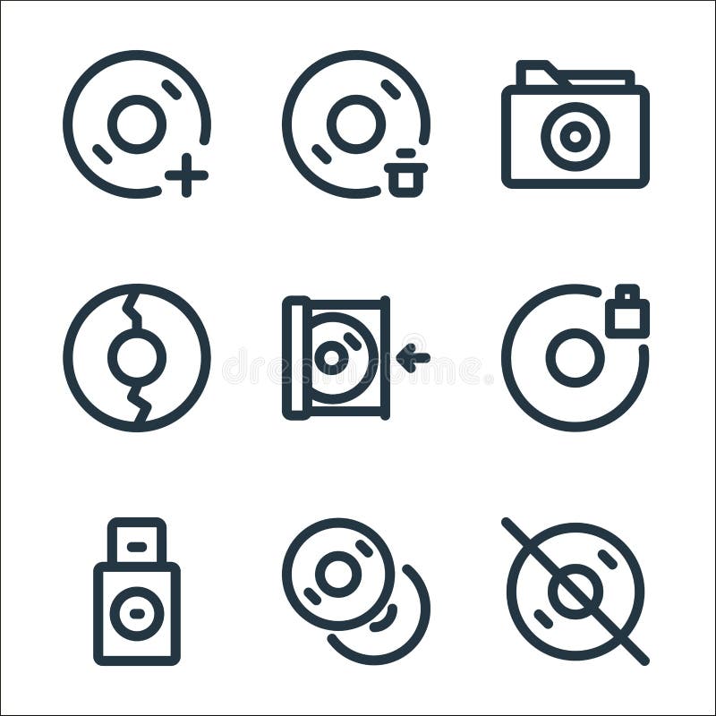 Disc Tool Line Line Icons. Linear Set Stock Vector - Illustration of ...