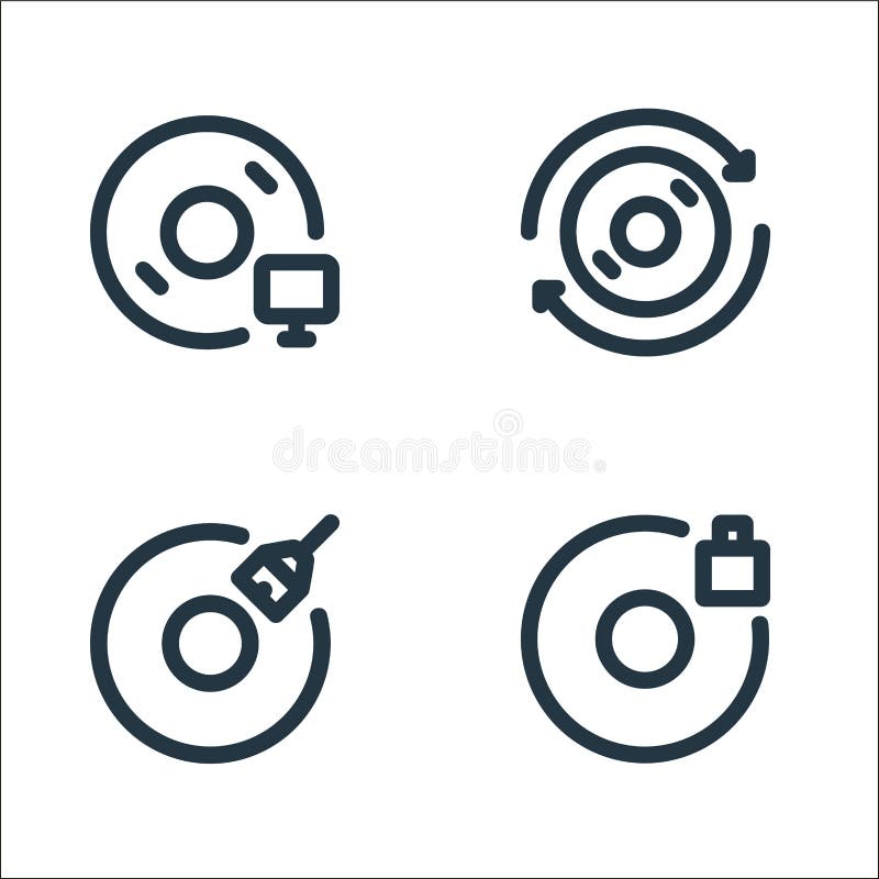 Disc Tool Line Line Icons. Linear Set Stock Vector - Illustration of ...