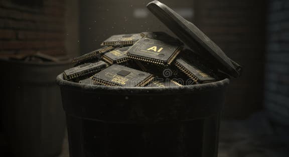 Discarded AI Processors Bin Obsolescence Technological Waste AI ...