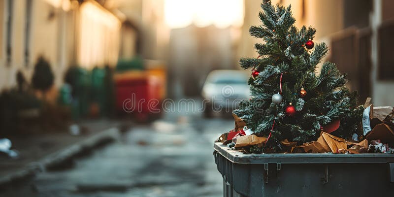 A Discarded Christmas Tree on the Garbage, a Place for Text. the ...