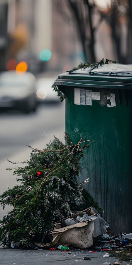 A Discarded Christmas Tree on the Garbage, a Place for Text. the ... A Discarded Christmas Tree on the Garbage, a Place for Text. the ...