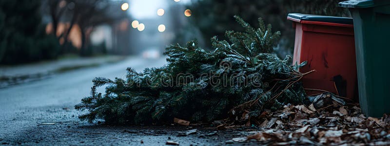 A Discarded Christmas Tree on the Garbage, a Place for Text. the ...