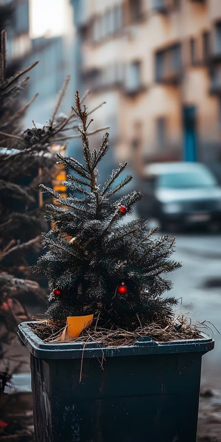 A Discarded Christmas Tree on the Garbage, a Place for Text. the ...