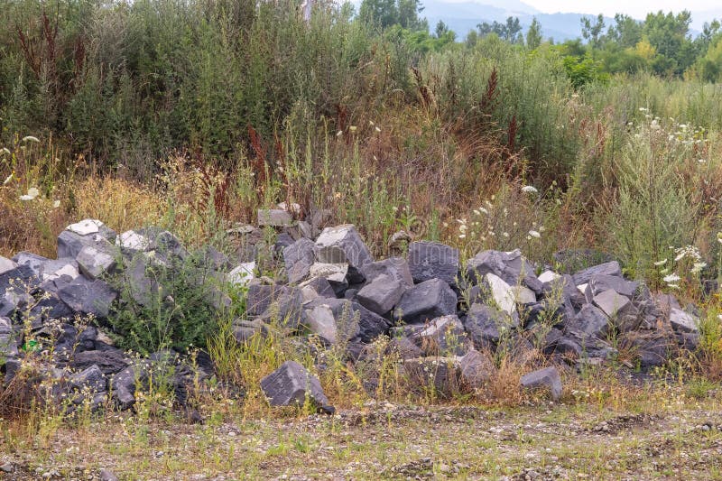 Discarded cinder blocks stock image. Image of junkyard - 304102559