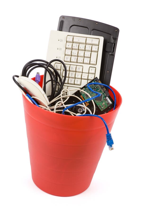 Computer in trash can. stock photo. Image of 070216m0294 - 2432210