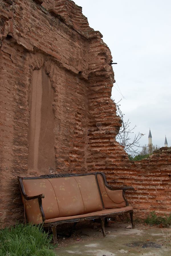 Discarded Couch at a Mosque Backyard, Istanbul, Turkey Stock Photo ...